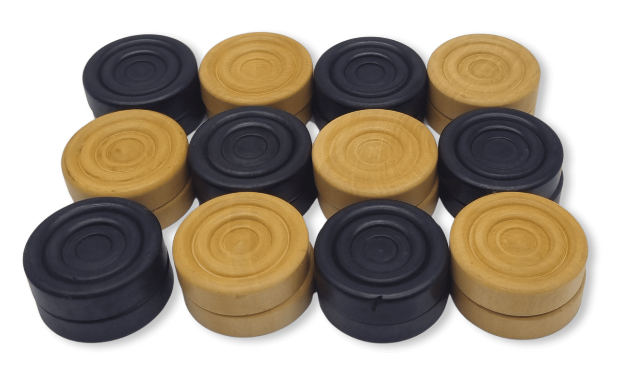 Rex Noir Checkers Pieces with Storage Case | Chess World Australia