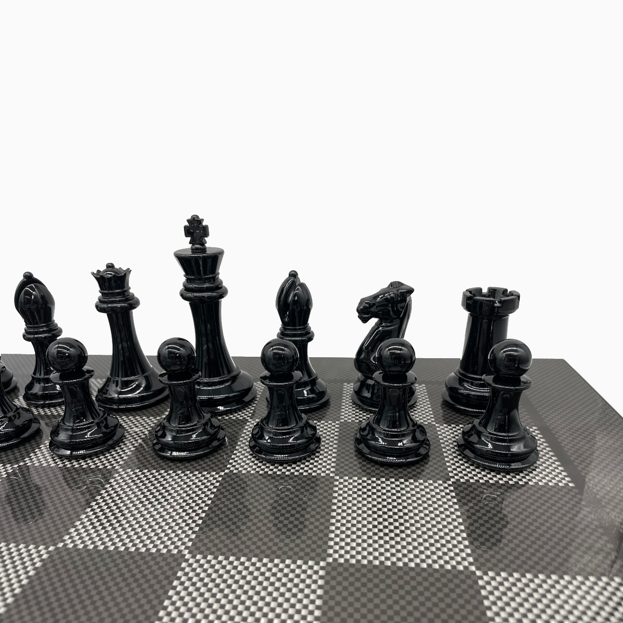Dal Rossi Carbon Fibre Board & Chess World Silver / Black pieces ...