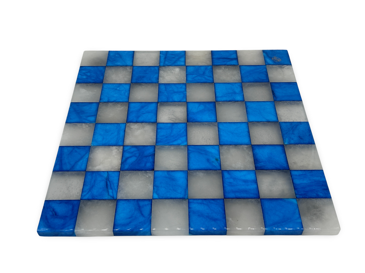 Ocean Mirage Blue & White Alabaster Chess Set | Chess World Australia