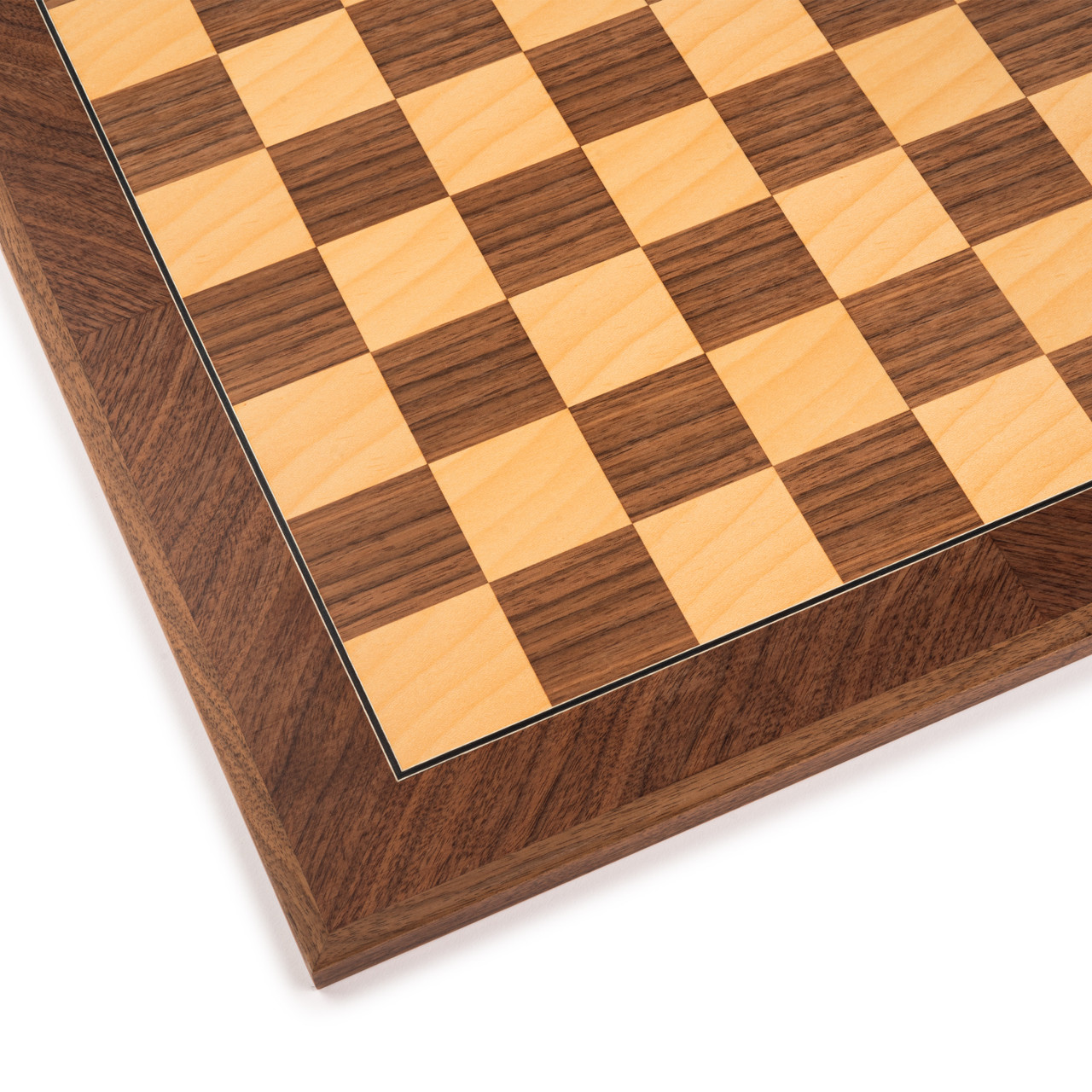 Walnut and Sycamore Deluxe Chessboard | Chess World Australia