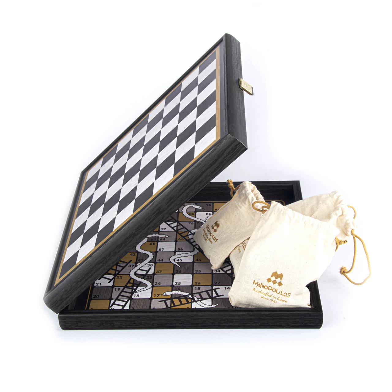 Classic Noir 5-in-1 Game Collection | Chess, Backgammon, Ludo, Snakes ...