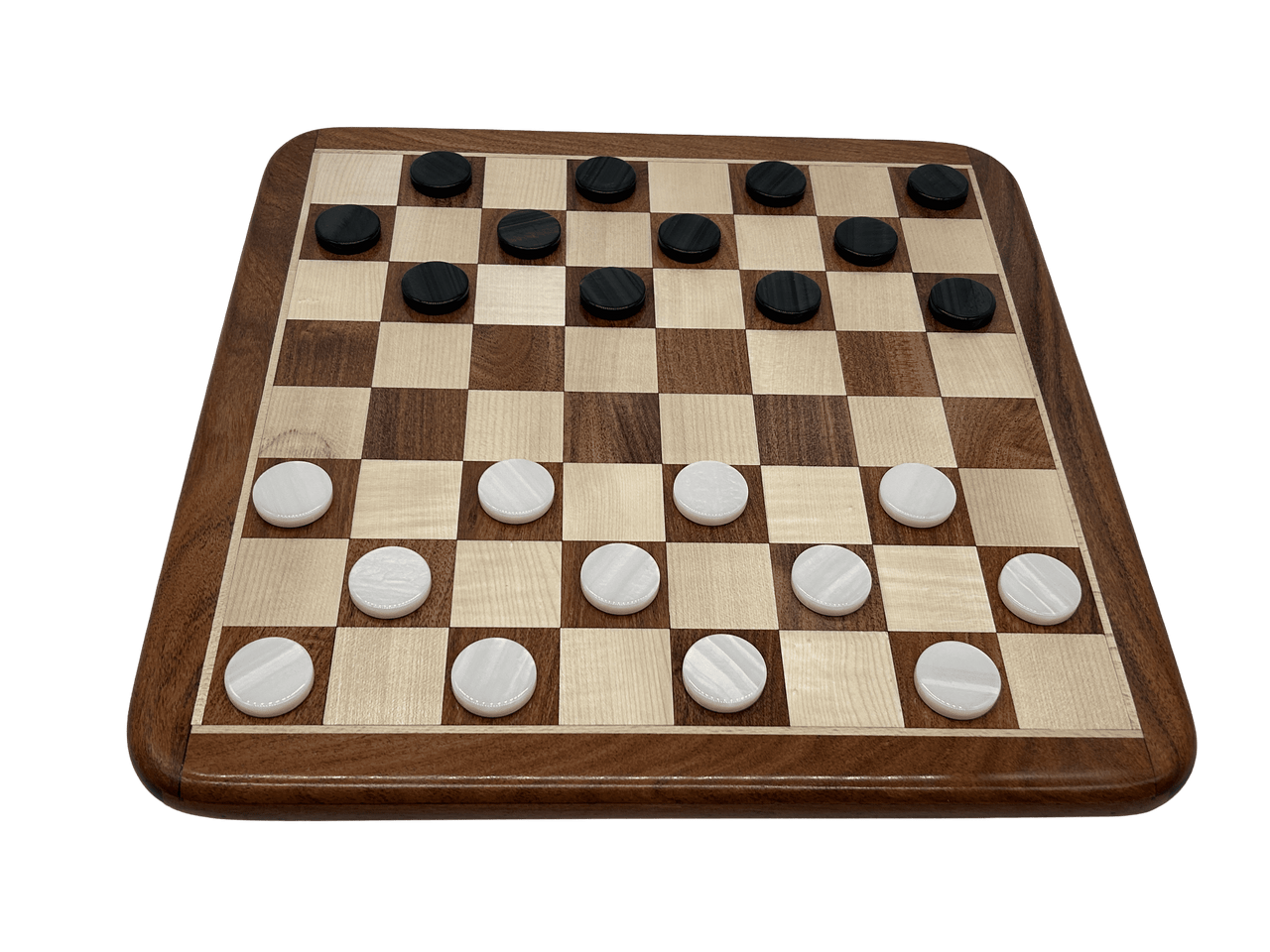 Mother of Pearl Black & White Premium Checkers Set | Chess World Australia