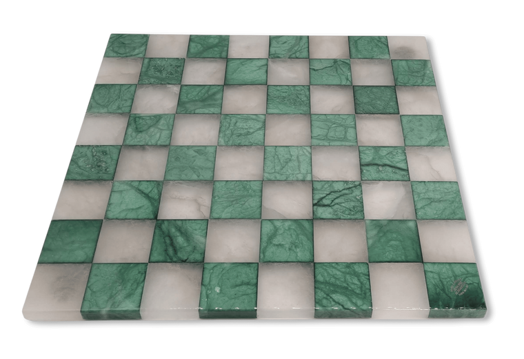 Emerald Ice Green & White Alabaster Chess Set | Chess World Australia