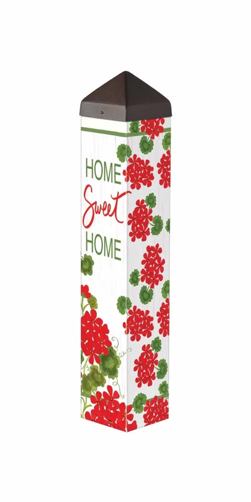 Red Geraniums Art Pole | Studio M | Earle's Loveland