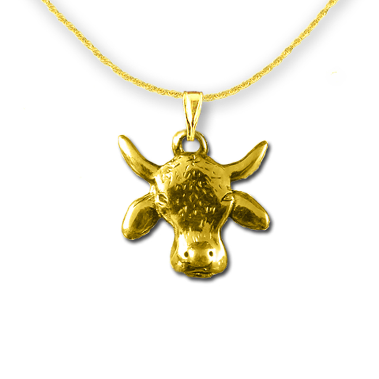 14K Solid Gold Brahman Cow Pendant