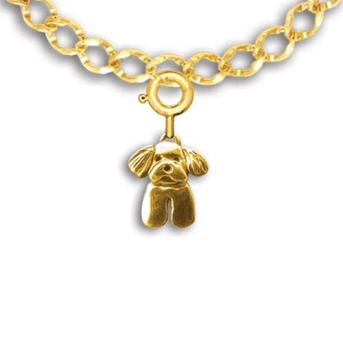 14K solid gold Maltese Puppy Charm - Gold Maltese Charm - TheMagicZoo.com