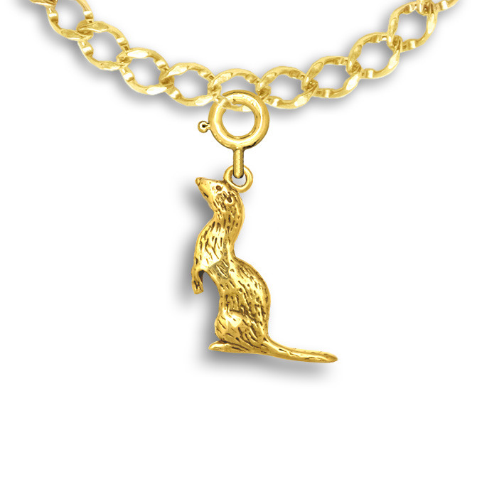 14K Solid Gold Ferret Charm - Ferret Charms - Ferret Jewelry