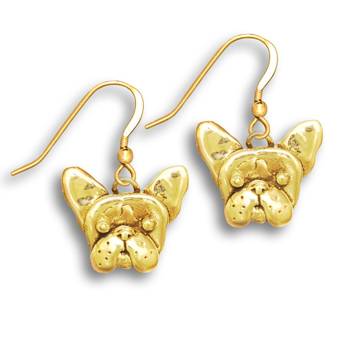 14K Solid Gold French Bulldog Earrings - French Bulldog Jewelry ...