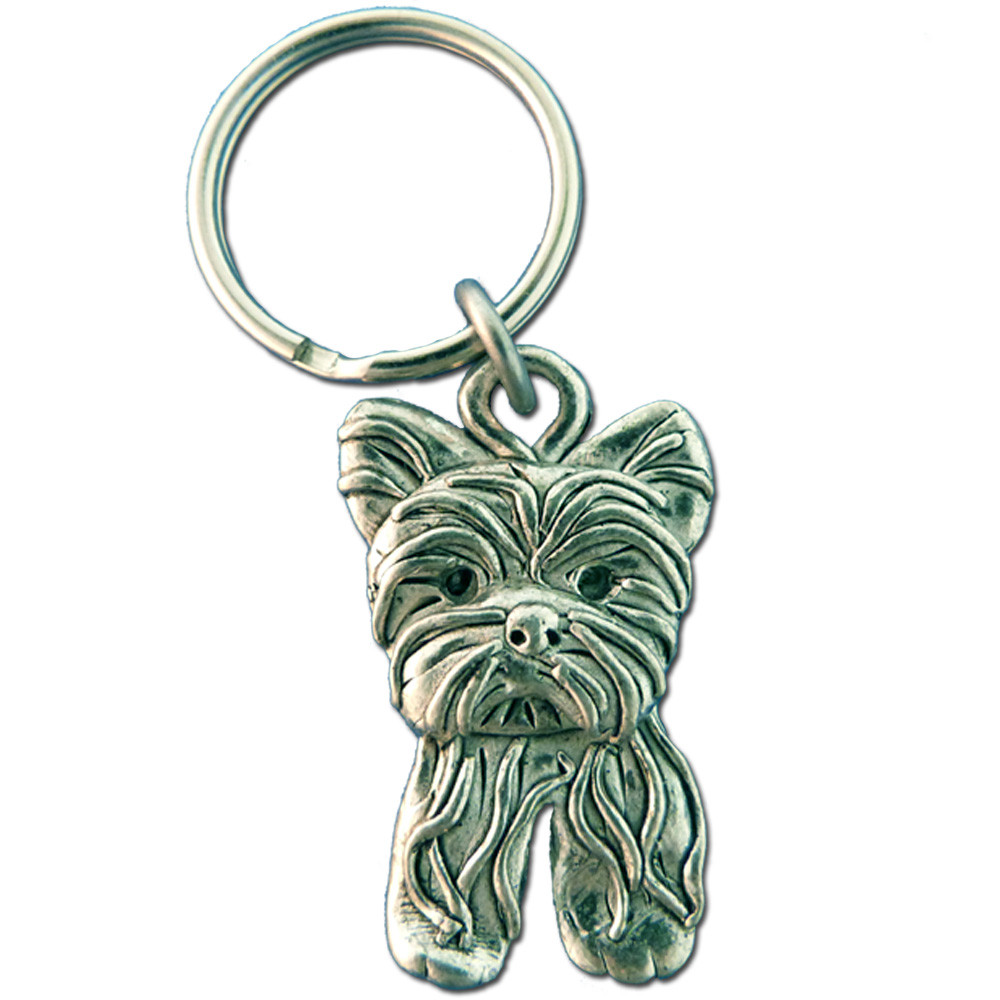Pewter Yorkie Keychain