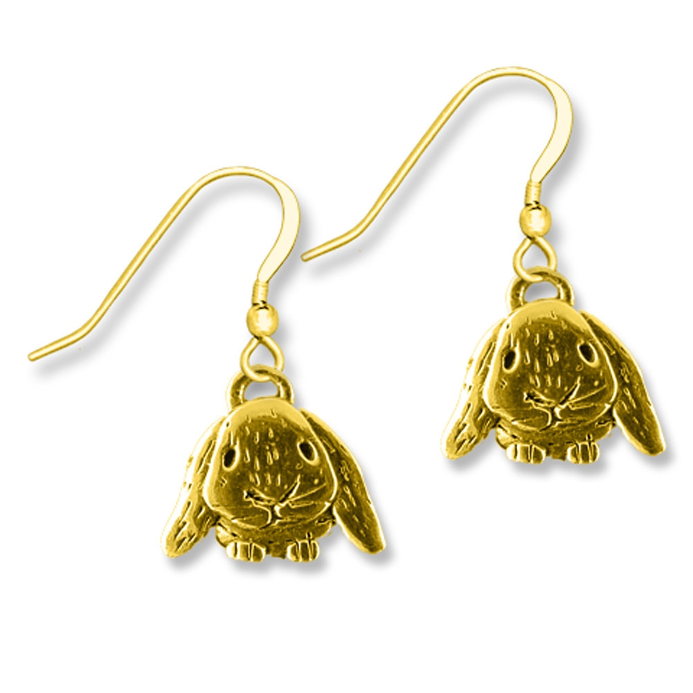 14K Solid Gold Lop-Eared Rabbit Earrings - TheMagicZoo.com
