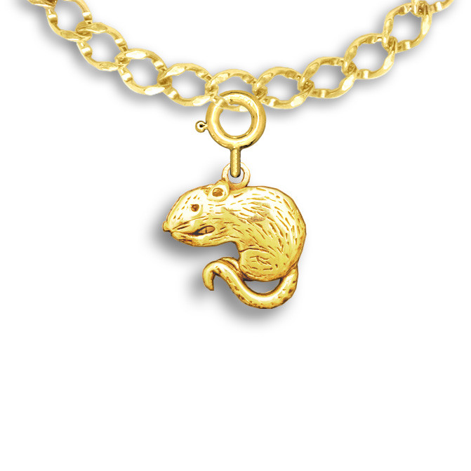 14K Solid Gold Rat Charm - Rat Charms - Rat Jewelry