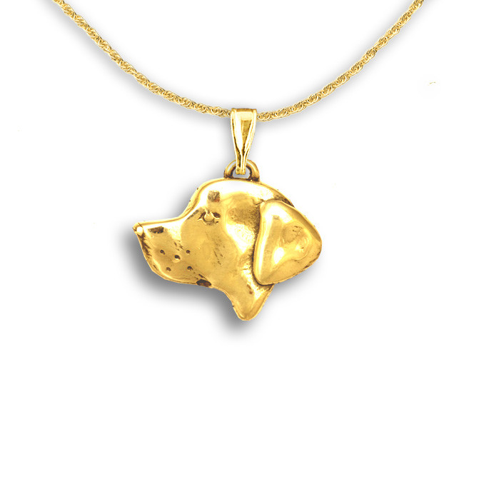 14K Solid Gold Labrador Small Pendant - Labrador Jewelry