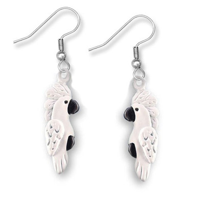 Enamel Cockatoo Earrings - Bird Jewelry - TheMagicZoo.com
