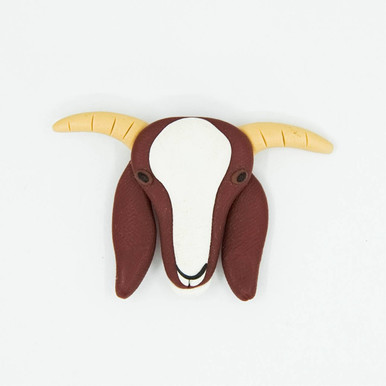 Vintage Polymer Clay Boer Goat Pin