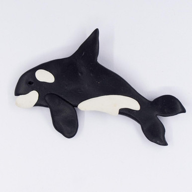Vintage Polymer Clay Orca Pin