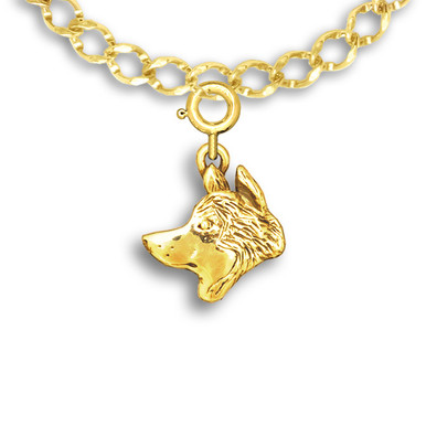 14K Solid Gold Husky Charm - Siberian Husky Jewelry
