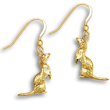 14K Solid Gold Ferret Earrings - Ferret Earrings - Ferret Jewelry