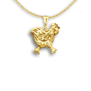 14K Solid Gold Chicken Pendant - Chicken Pendants - Chicken Jewelry