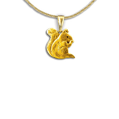 14K Solid Gold Squirrel Pendant - 14K Squirrel Jewelry - TheMagicZoo.com