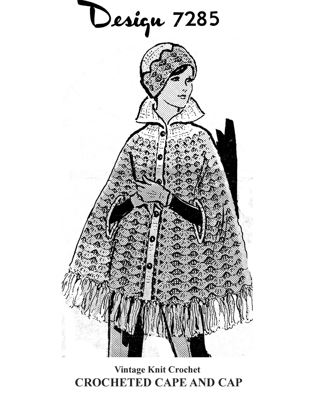 Crochet Cape Pattern, Fringe Collar Design 433