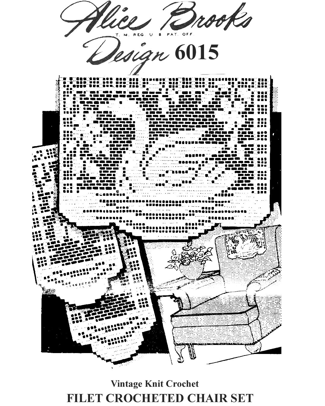 Swan Filet Crochet Chair Doily pattern Set Mail Order Design 3083 ...
