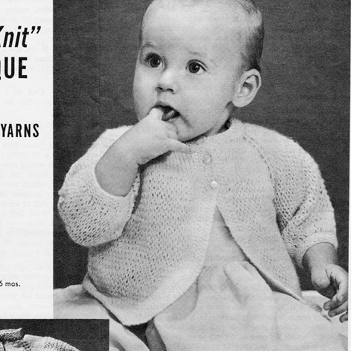 Quick Knit Baby Sacque Jacket Pattern, Leaflet W-792