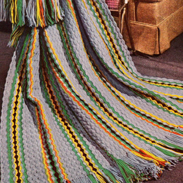 Vintage Crochet Stripe Afghan Pattern in Shell Stitch