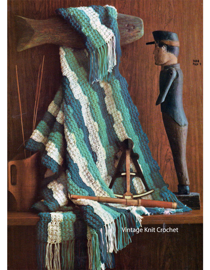 Plaid Tartan Crochet Afghan Pattern is 52 x 54 inches