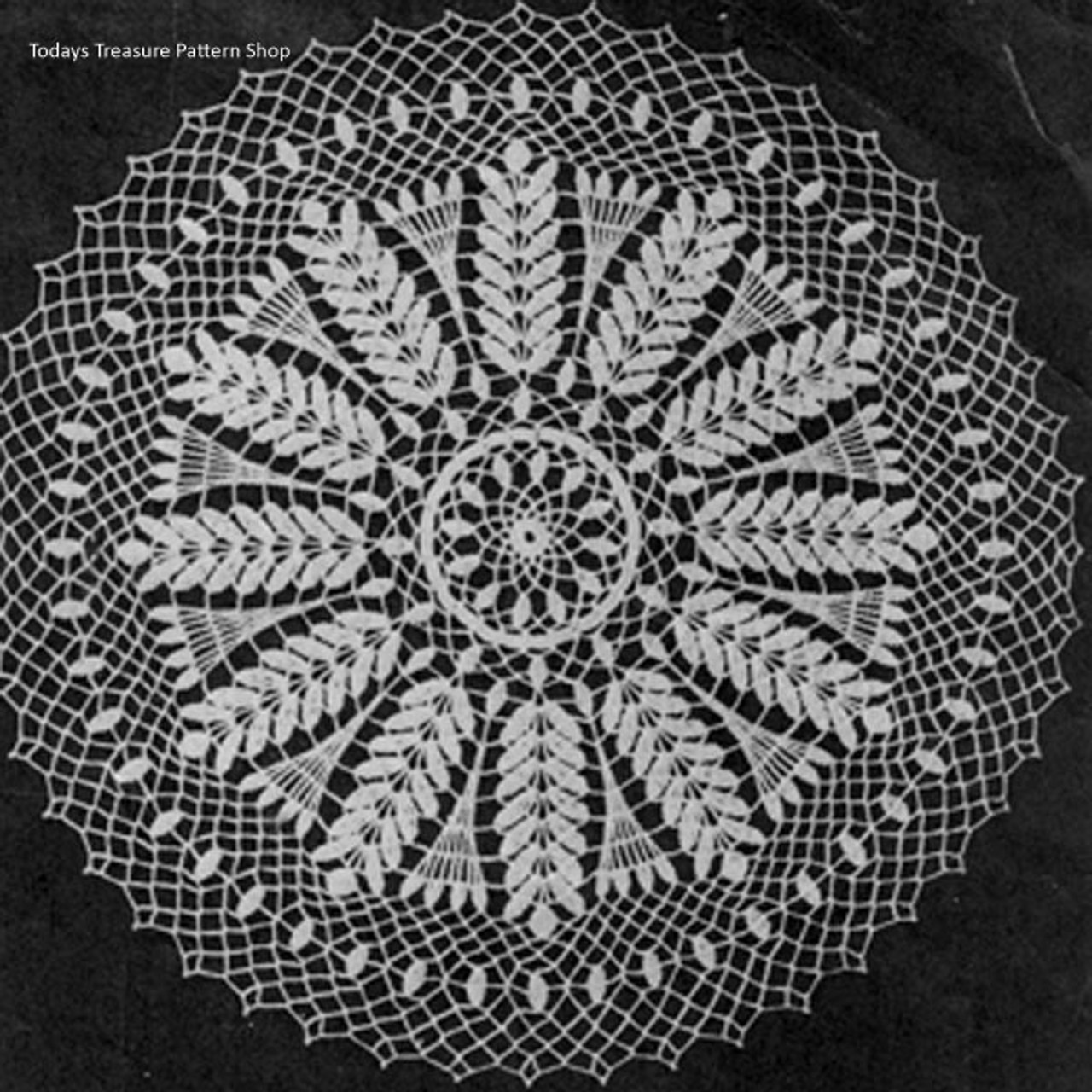 Crochet Pattern For Wagon Wheel Doily With Wheat Spokes