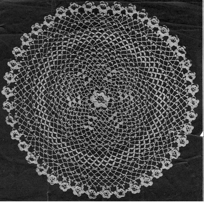 Crochet Irish Rose Doily pattern with motif border, Vintage Workbasket ...