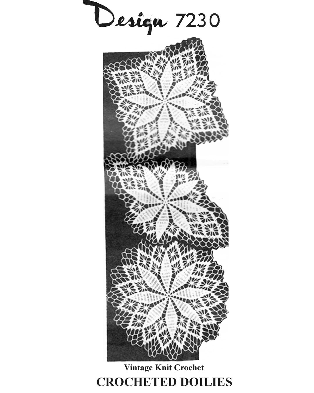 Crochet Petal Doily Pattern, Small Large, Mail Order Design 7018