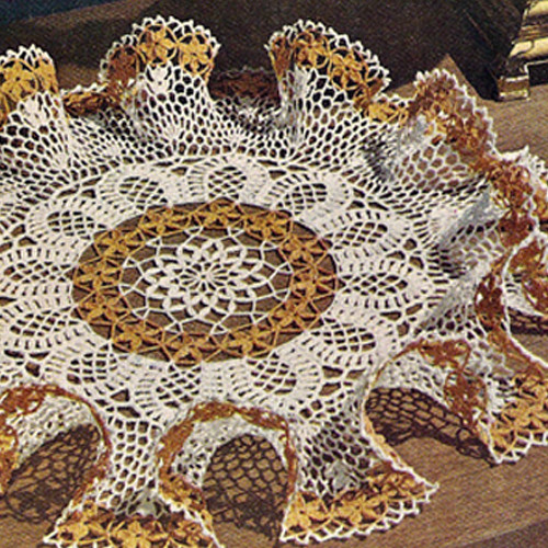 Daisy Frills Ruffled Doily Crochet Pattern is 17 inches