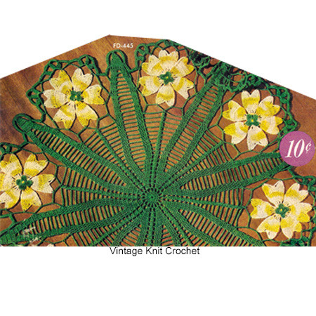 Crochet Doily Pattern, Picot with flower border