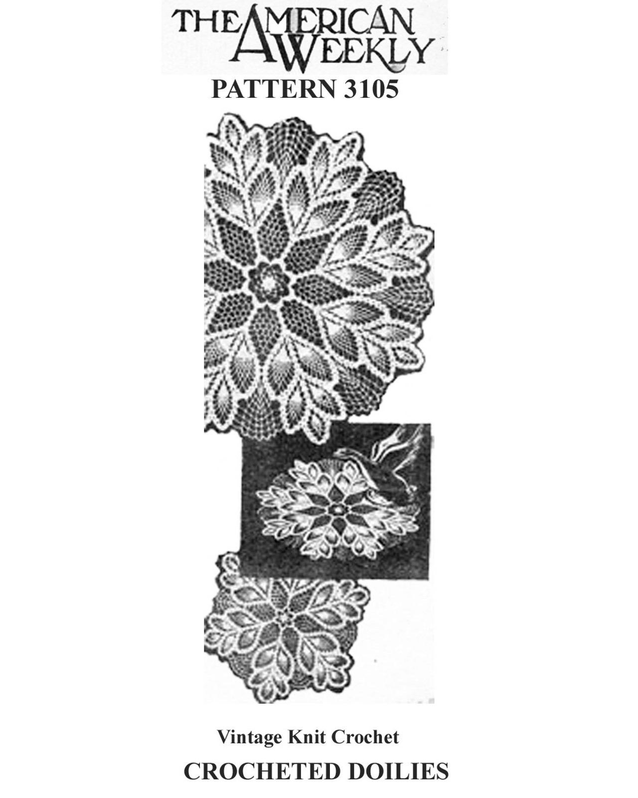 Vintage Crochet Pineapple Flower Doilies Pattern Mail Order No 3105