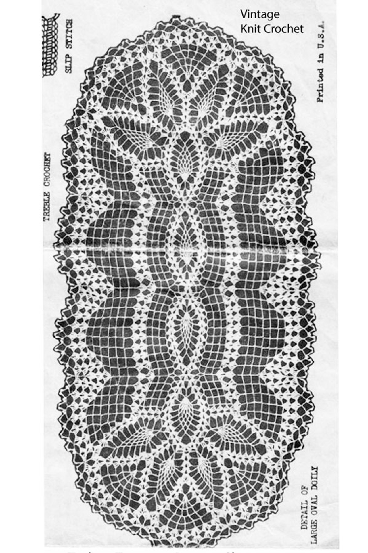 Crocheted Doilies Pattern Round Oval Designs With Pineapple Border