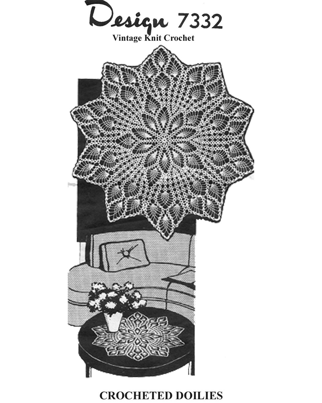 Crochet Doily Pattern Pineapple Star In Center And Border Measures 9 1