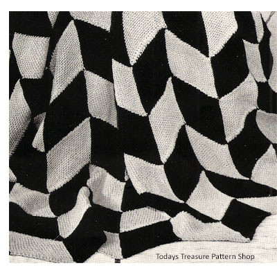 Knitted Afghan Pattern, Geometric Flags, Vintage Bernat