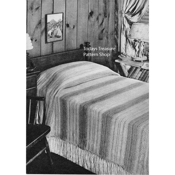 Knitted Bedspread Pattern, X-Blocks - Vintage Knit Crochet Pattern Shop