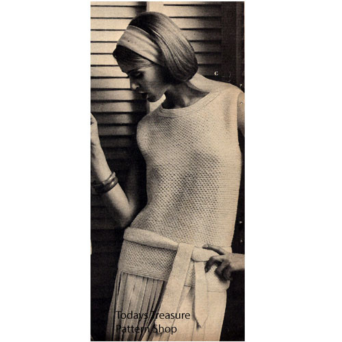 Easy Ribbed Shell Top Knitting PDF Pattern