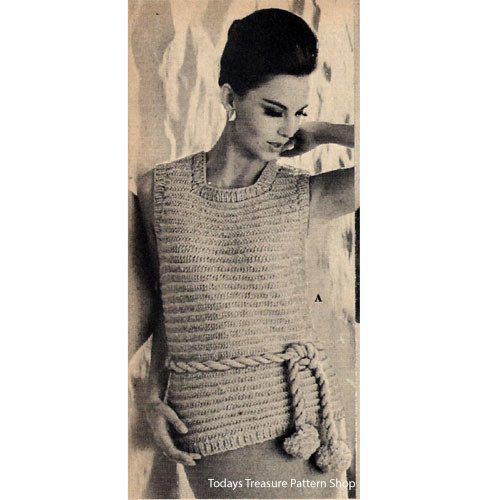 Easy Ribbed Shell Top Knitting PDF Pattern