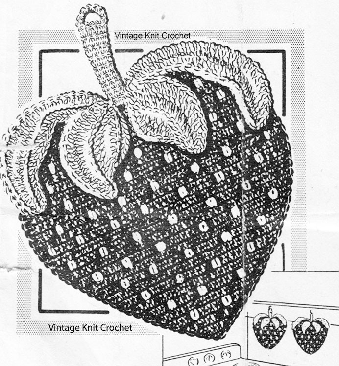 Crochet Fruit Potholders Pattern include Strawberry Pear Apple