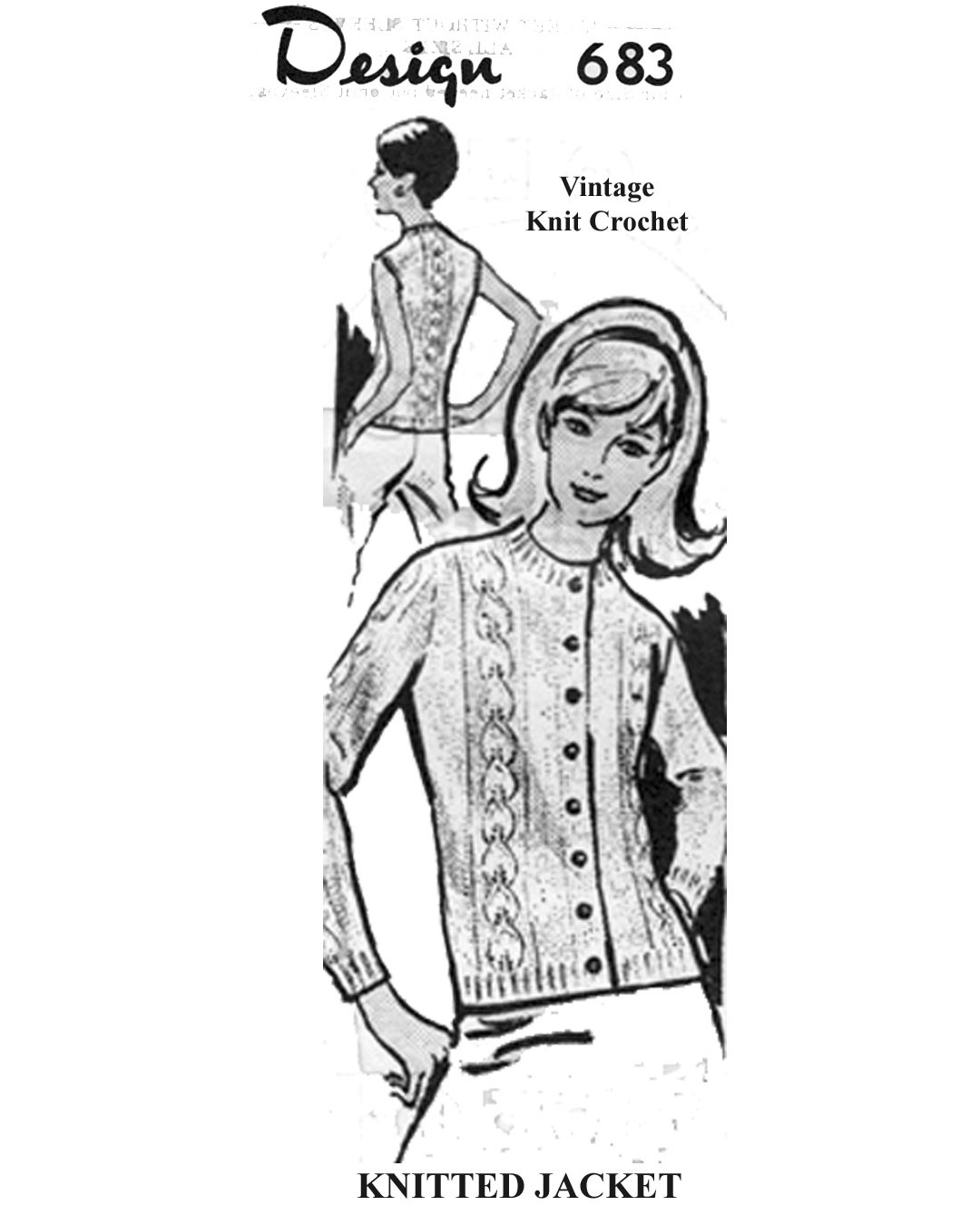 Knitted Leaf Panel Jacket Pattern Mail Order Design 922