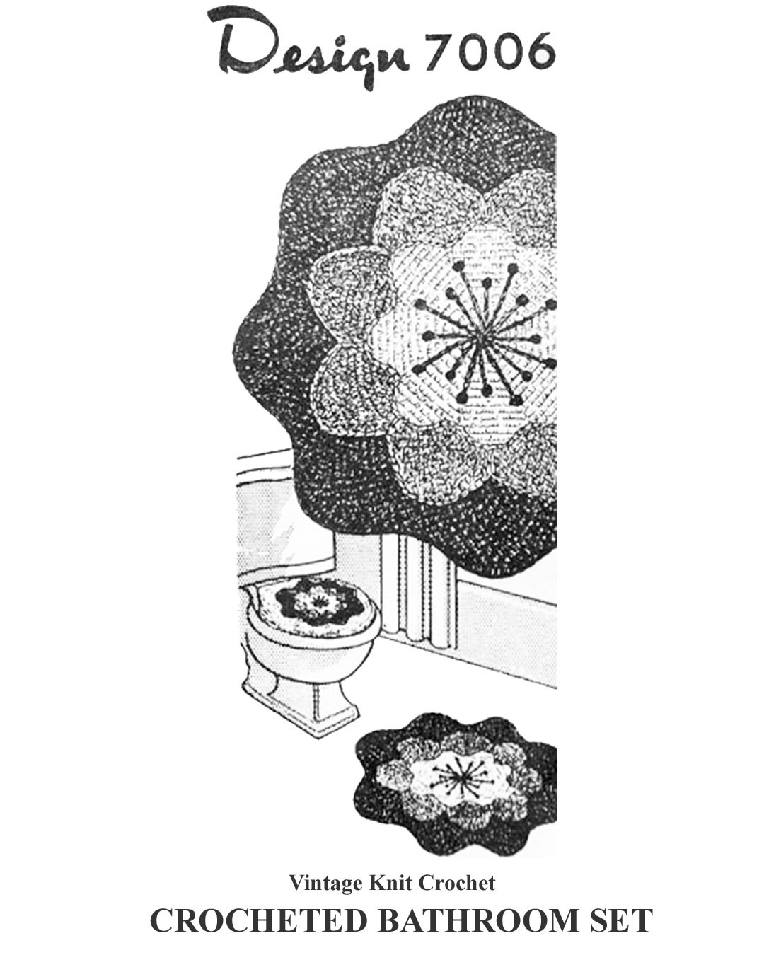 Crochet Bathroom Set Pattern Rug, Tissue Toilet Cover