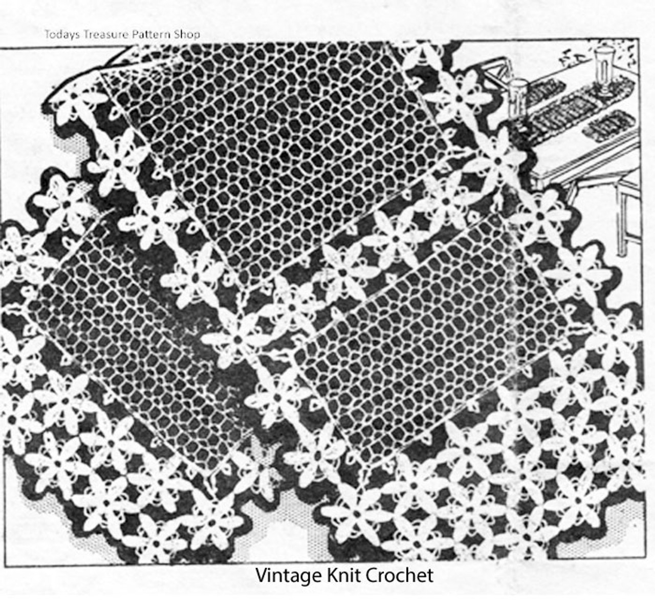 Crochet Daisy Mats Runner Pattern Laura Wheeler 2883