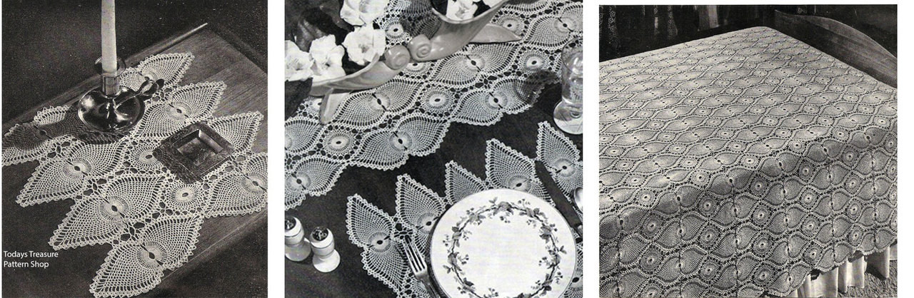 Crocheted Pineapple Bedspread Tablecloth Runner Pattern