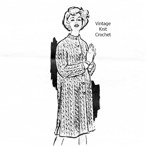 Knitted Cable Coat Pattern, Big Needle Design 7483