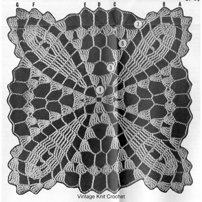 Crochet Tablecloth Square Pattern, Alice Brooks 7110, Mail Order Design
