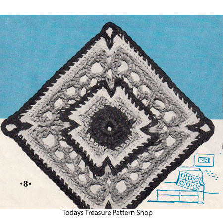 Connecticut Modern Medallion Square - Vintage Knit Crochet Pattern Shop