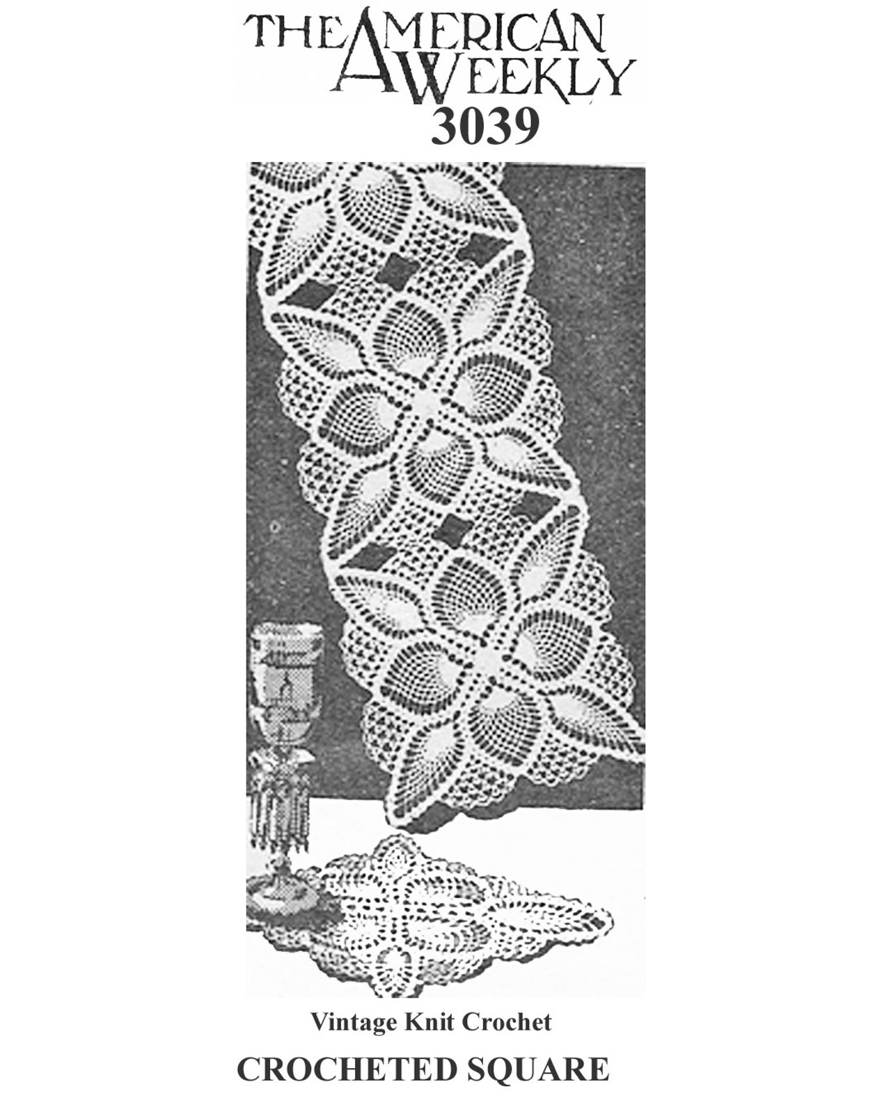 Crochet Pineapple Square Pattern Tablecloth Bedspread Runner Mail