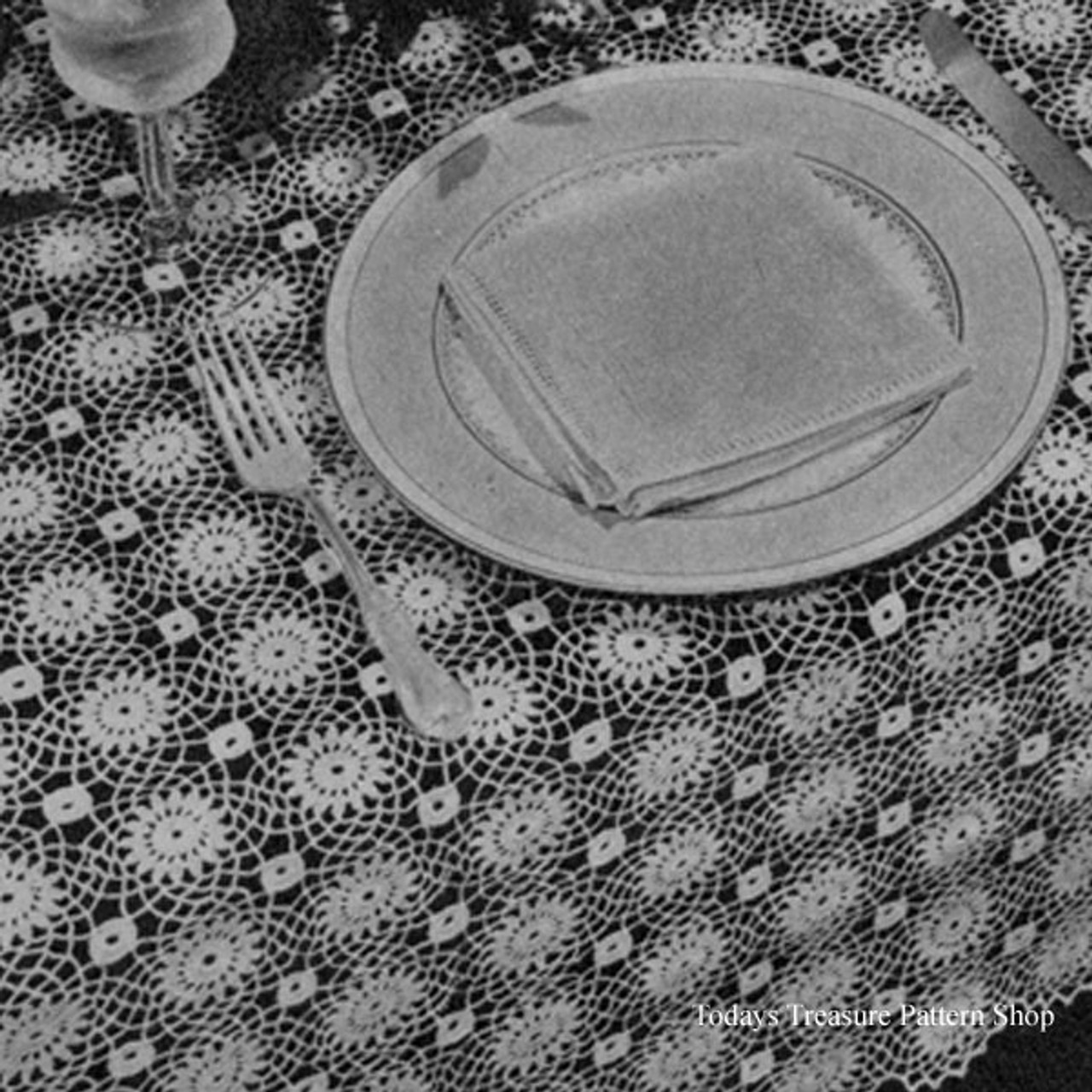 Vintage Crochet Lace Tablecloth Pattern Small Medallions